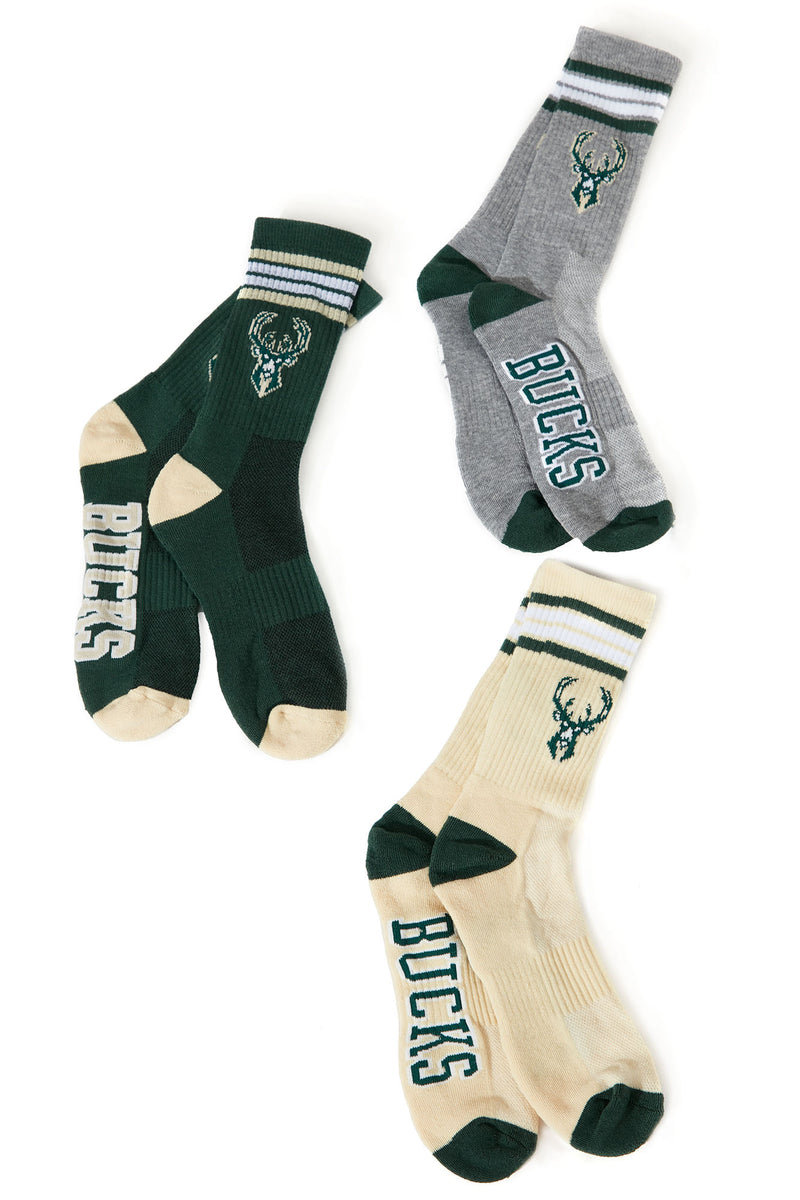 Bucks Athletic Crew Socks 3 Pack - Green/combo | Fashion Nova, Mens ...
