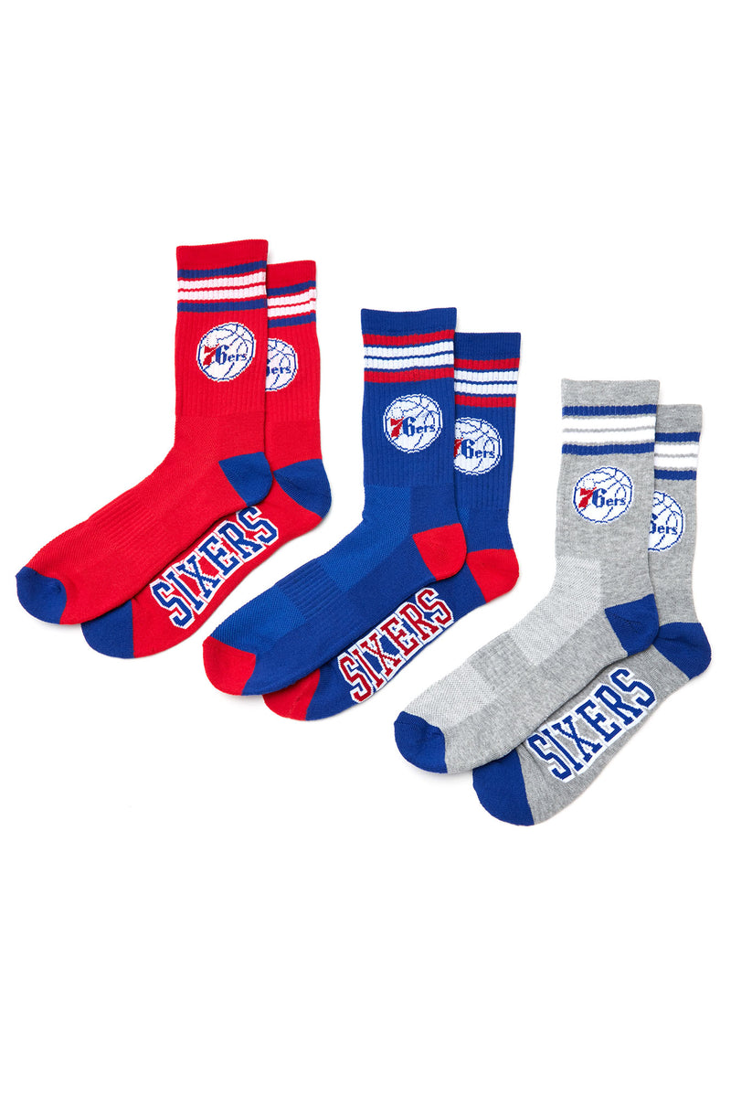 76ERS Athletic Crew Socks 3 Pack - Blue/combo | Fashion Nova, Mens ...