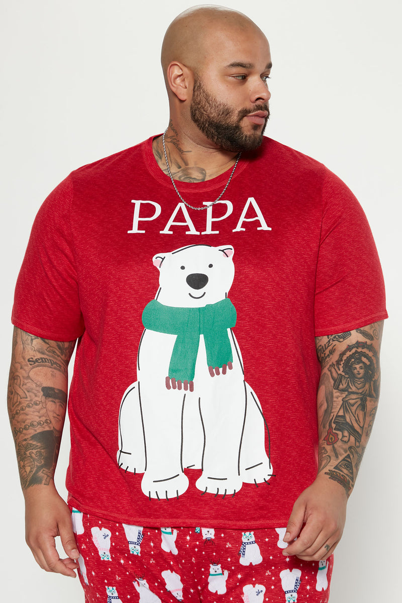 Papa Polar Bear Fam Holiday PJ Set - Red/combo | Fashion Nova, Mens ...