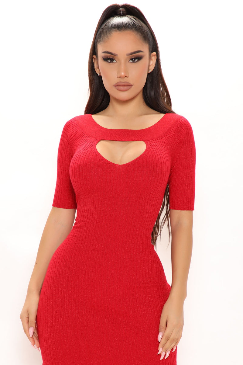 Holiday Splendor Sweater Midi Dress Red Fashion Nova Dresses