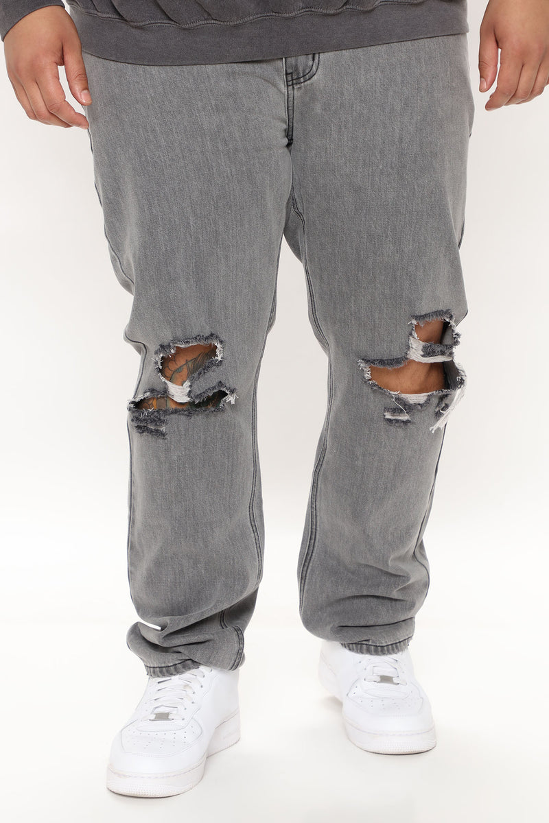 Rebel Ripped Straight Jeans - Grey | Fashion Nova, Mens Jeans | Fashion ...