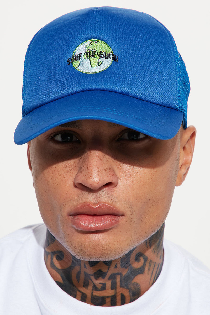 Save The Earth Trucker Hat - Blue | Fashion Nova, Mens Accessories ...