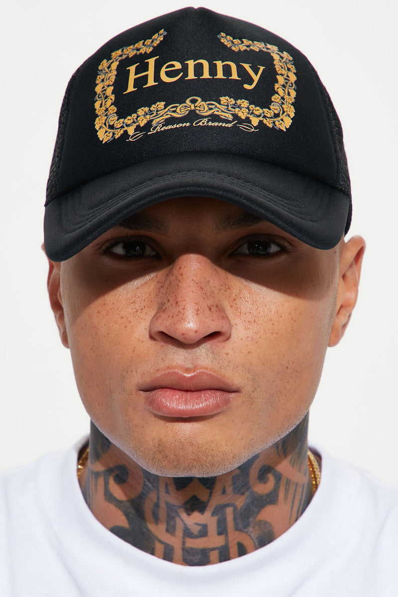 Henny Trucker Hat - Black | Fashion Nova, Mens Accessories | Fashion Nova