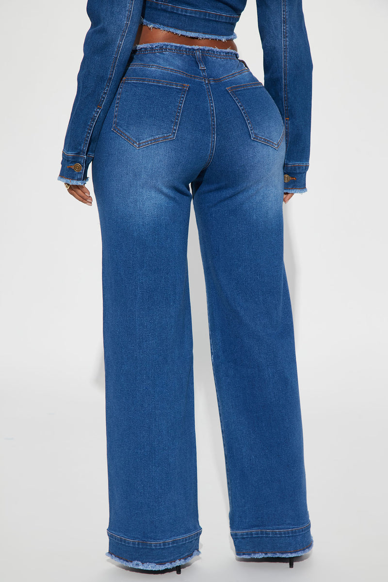 Superficial Cut-Off Waistband Wide Leg Jeans - Dark Wash | Fashion Nova ...