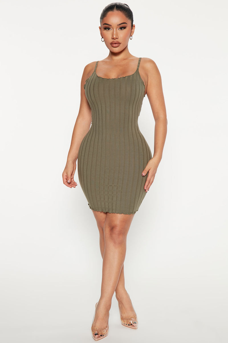 Tayla Ribbed Mini Dress - Olive | Fashion Nova, Dresses | Fashion Nova