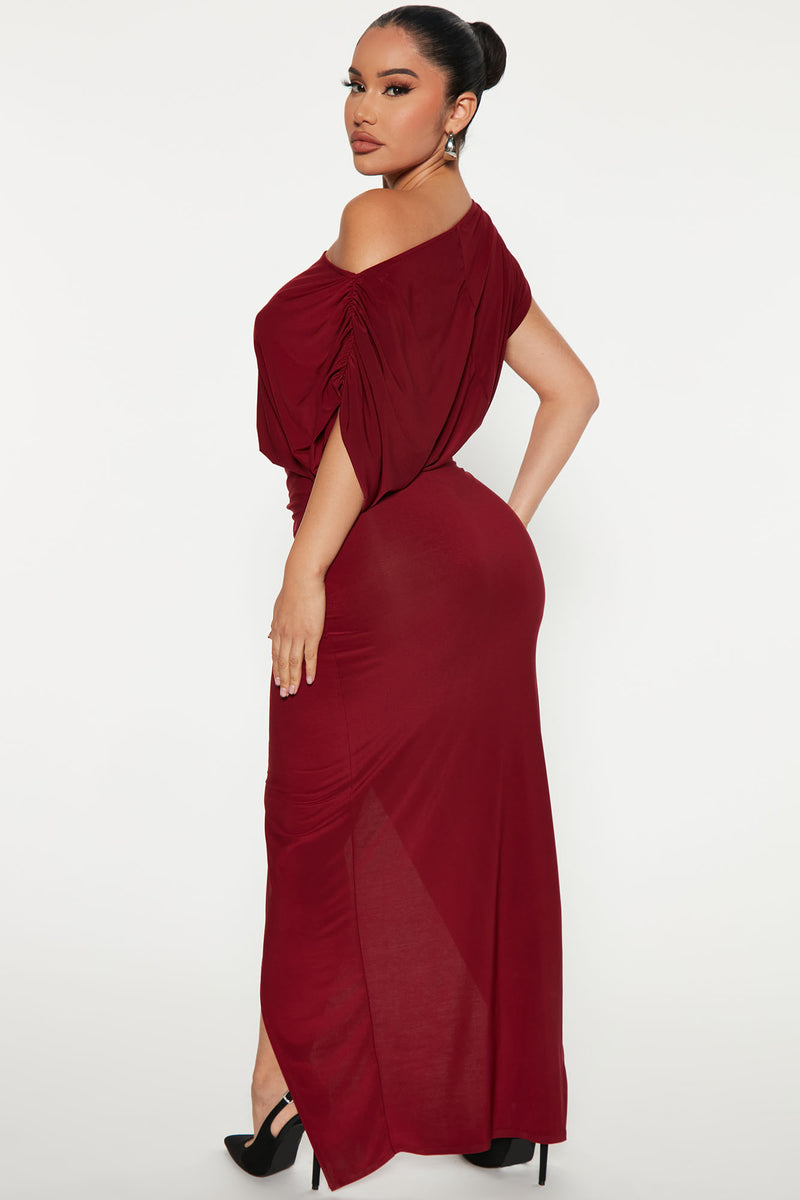 Alex Off Shoulder Maxi Dress Burgundy Fashion Nova Dresses