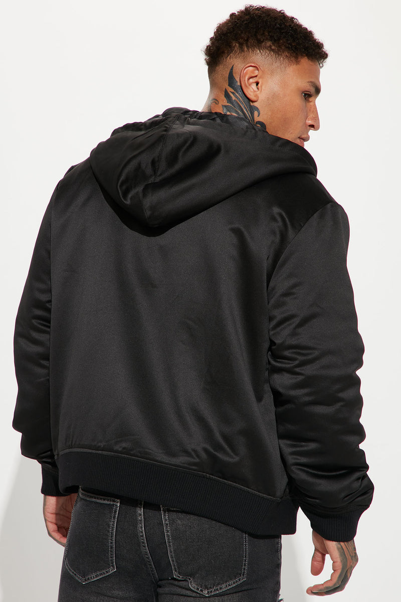 Padded Nylon Hooded Bomber Jacket - Black | Fashion Nova, Mens Jackets ...