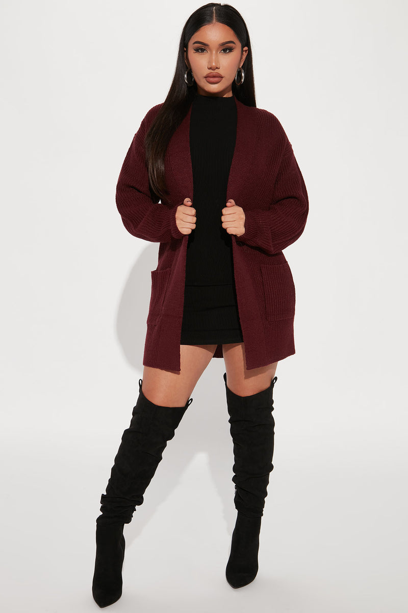 Lizzy Cardigan Sweater - Burgundy | Fashion Nova, Sweaters | Fashion Nova
