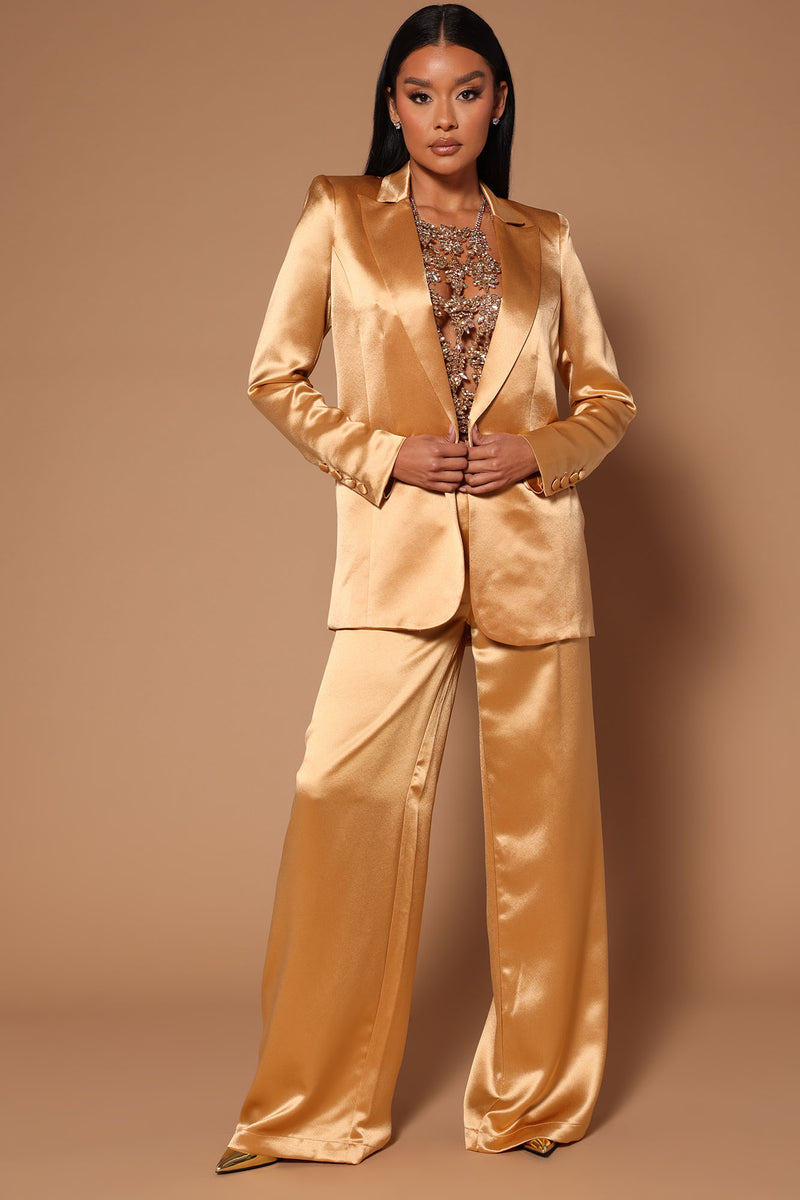 Brittney Satin Blazer - Gold | Fashion Nova, Luxe | Fashion Nova
