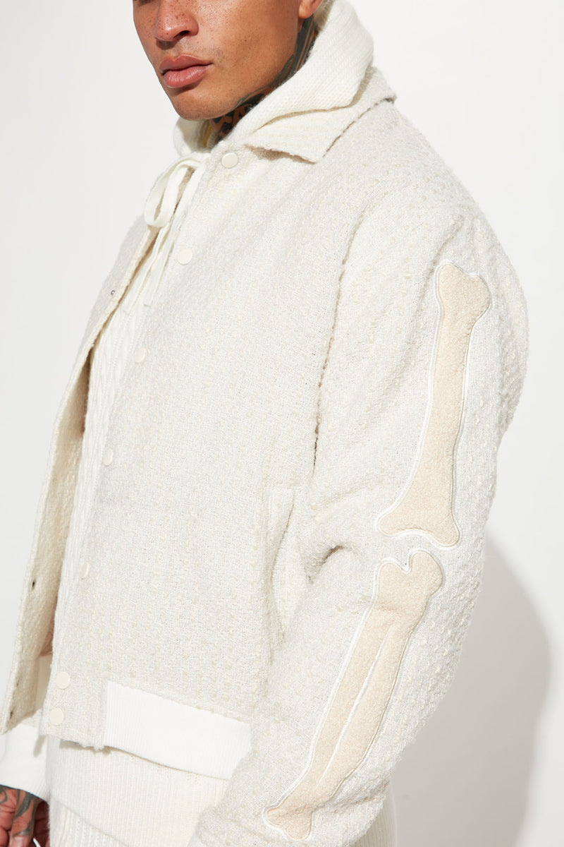 Boucle Bone Varsity Jacket - Off White | Fashion Nova, Mens Jackets ...