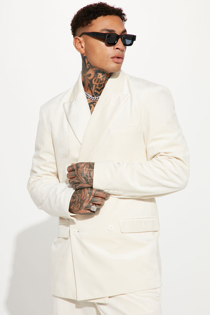 Alessandro Double Breasted Velvet Suit Jacket - Cream | Fashion Nova ...