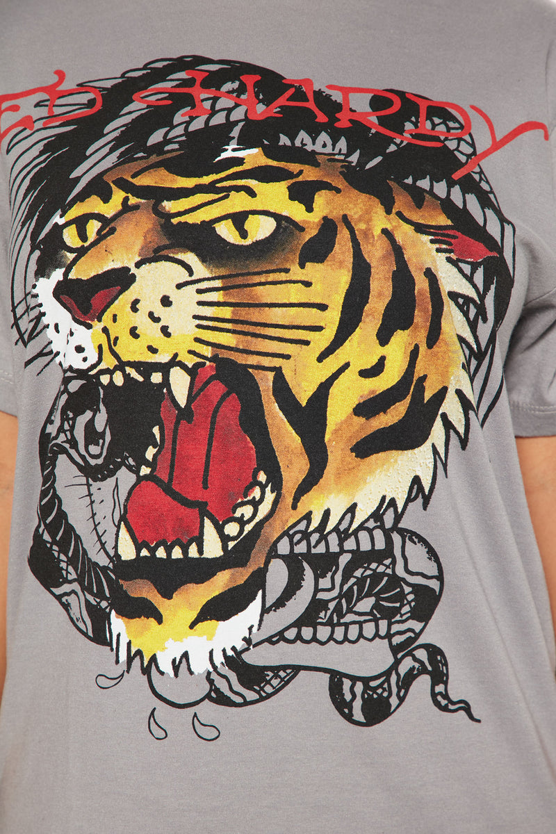 Ed Hardy Tiger Battle Graphic Tee - Grey | Fashion Nova, Screens Tops ...