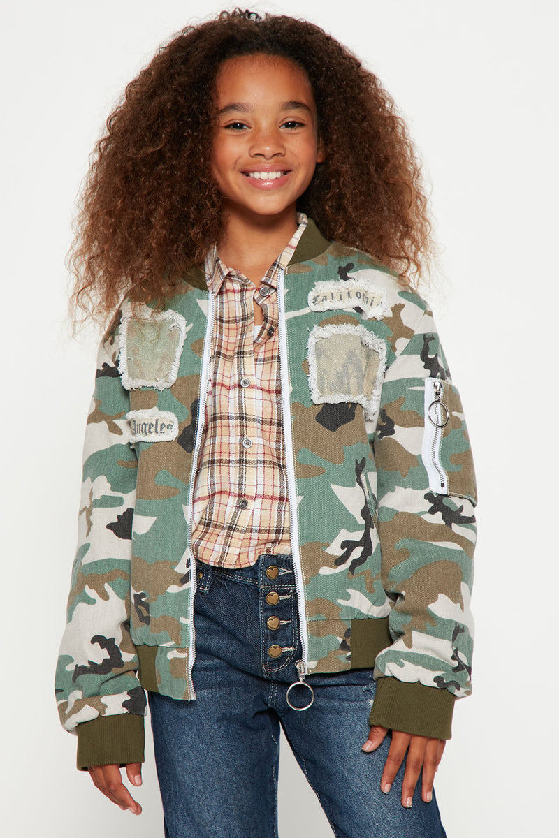 Mini My Brother's Camouflage Denim Bomber Jacket - Camouflage | Fashion ...