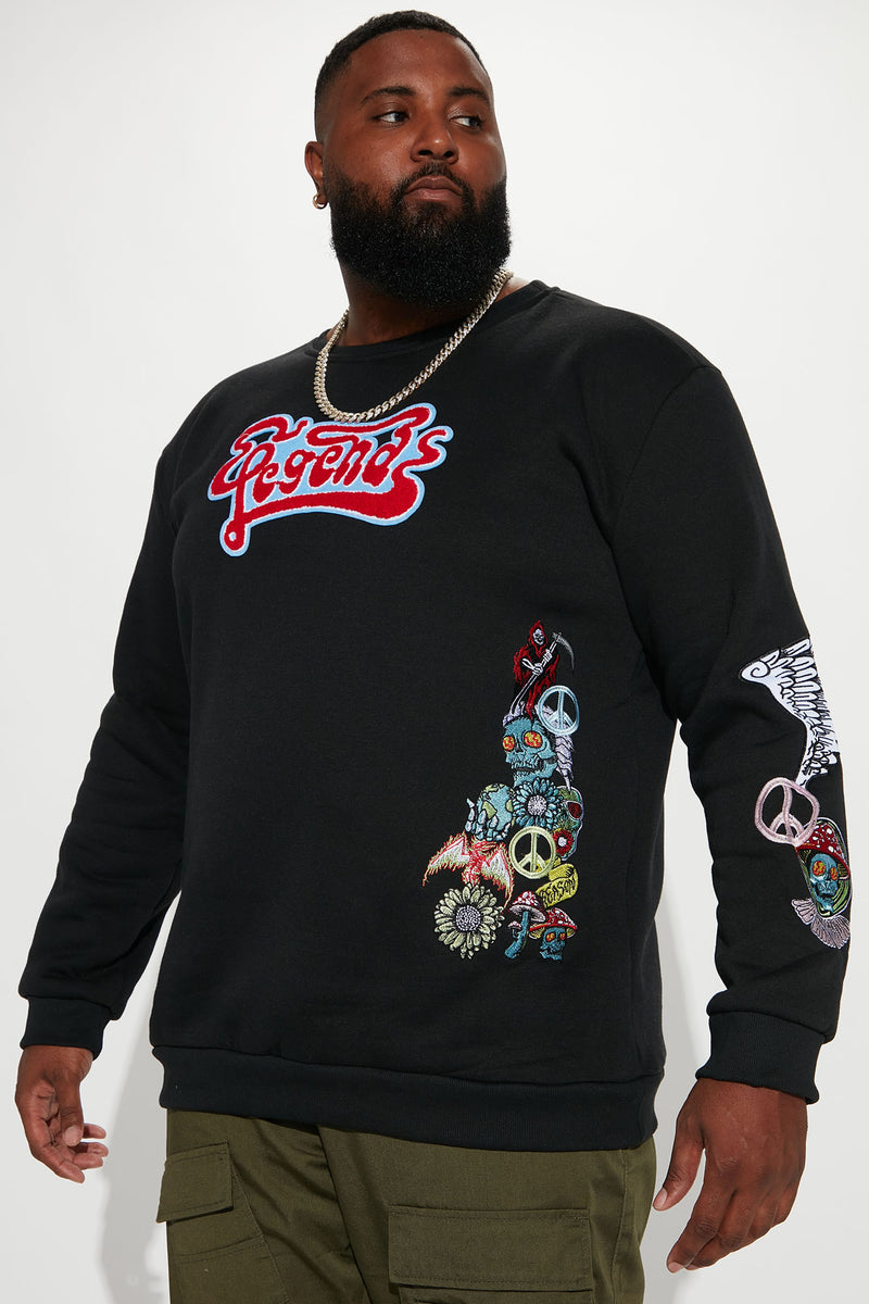 Peaceful Legends Crewneck Sweater - Black | Fashion Nova, Mens Graphic Tees | Fashion Nova