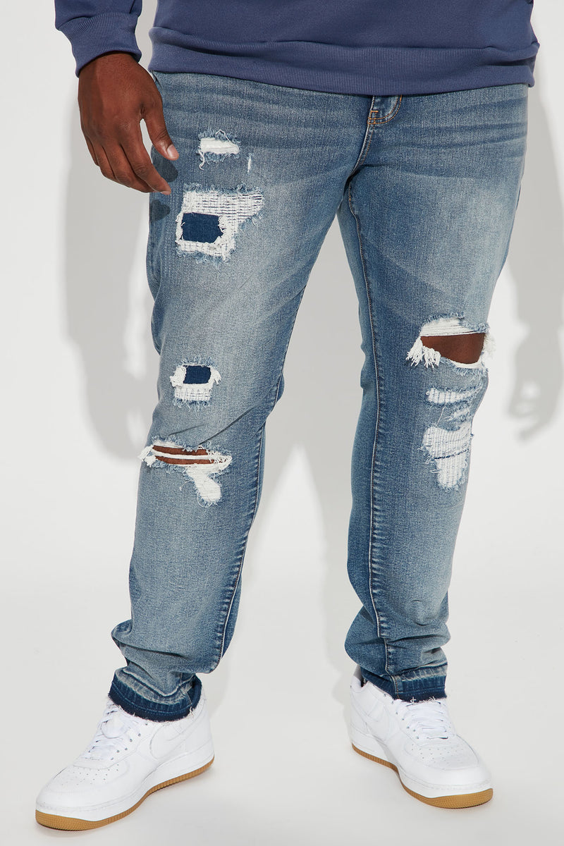 Ripped And Frayed Slim Jeans - Medium Wash | Fashion Nova, Mens Jeans ...