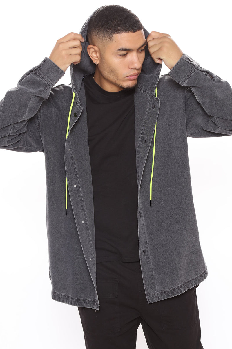 Home Run Hooded Woven Shacket - Grey | Fashion Nova, Mens Jackets ...