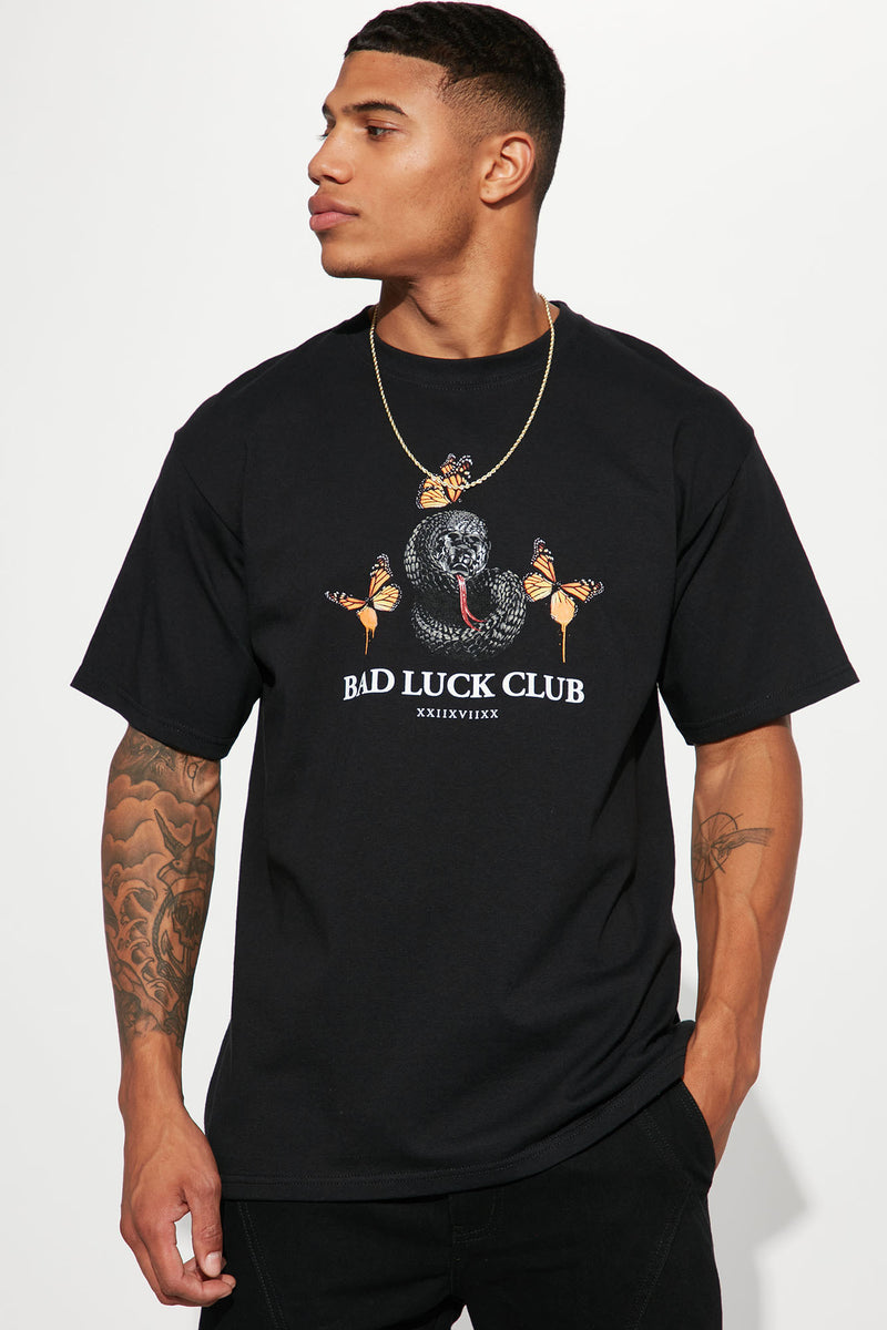 Bad Luck Club Short Sleeve Tee - Black | Fashion Nova, Mens Graphic ...