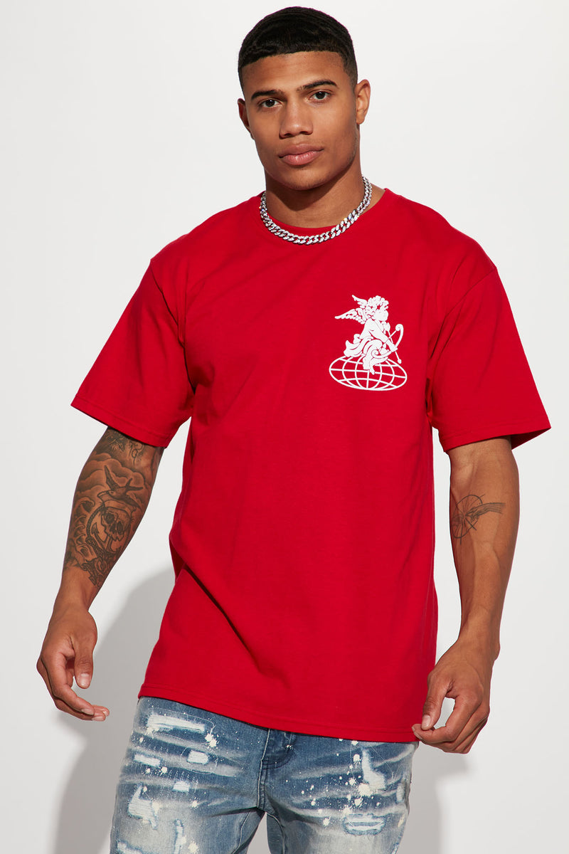 More Love Angel Short Sleeve Tee - Red | Fashion Nova, Mens Graphic ...