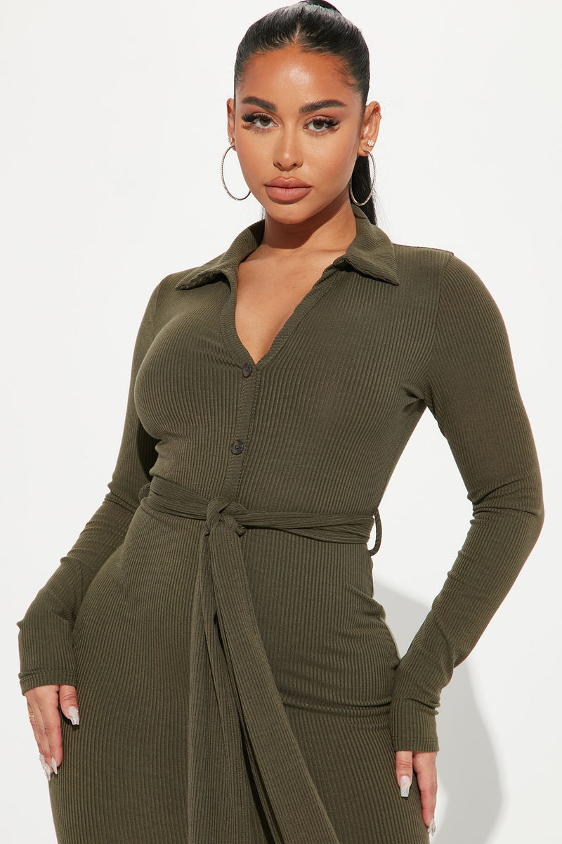 Riley Ribbed Maxi Dress - Olive | Fashion Nova, Dresses | Fashion Nova