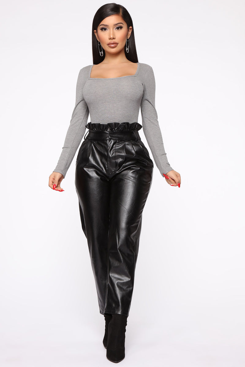 Addison Long Sleeve Square Neck Ribbed Bodysuit - Grey | Fashion Nova ...