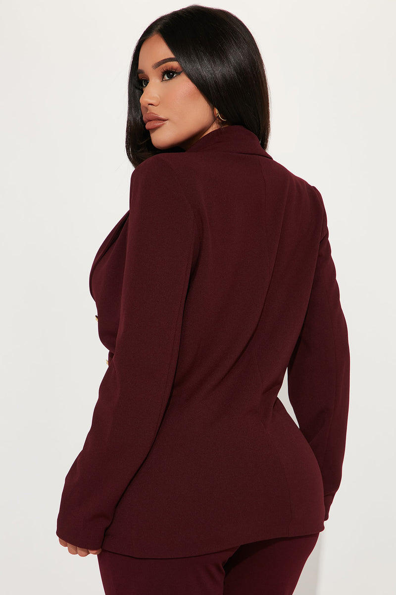 Celine Button Blazer - Burgundy/combo | Fashion Nova, Jackets & Coats ...