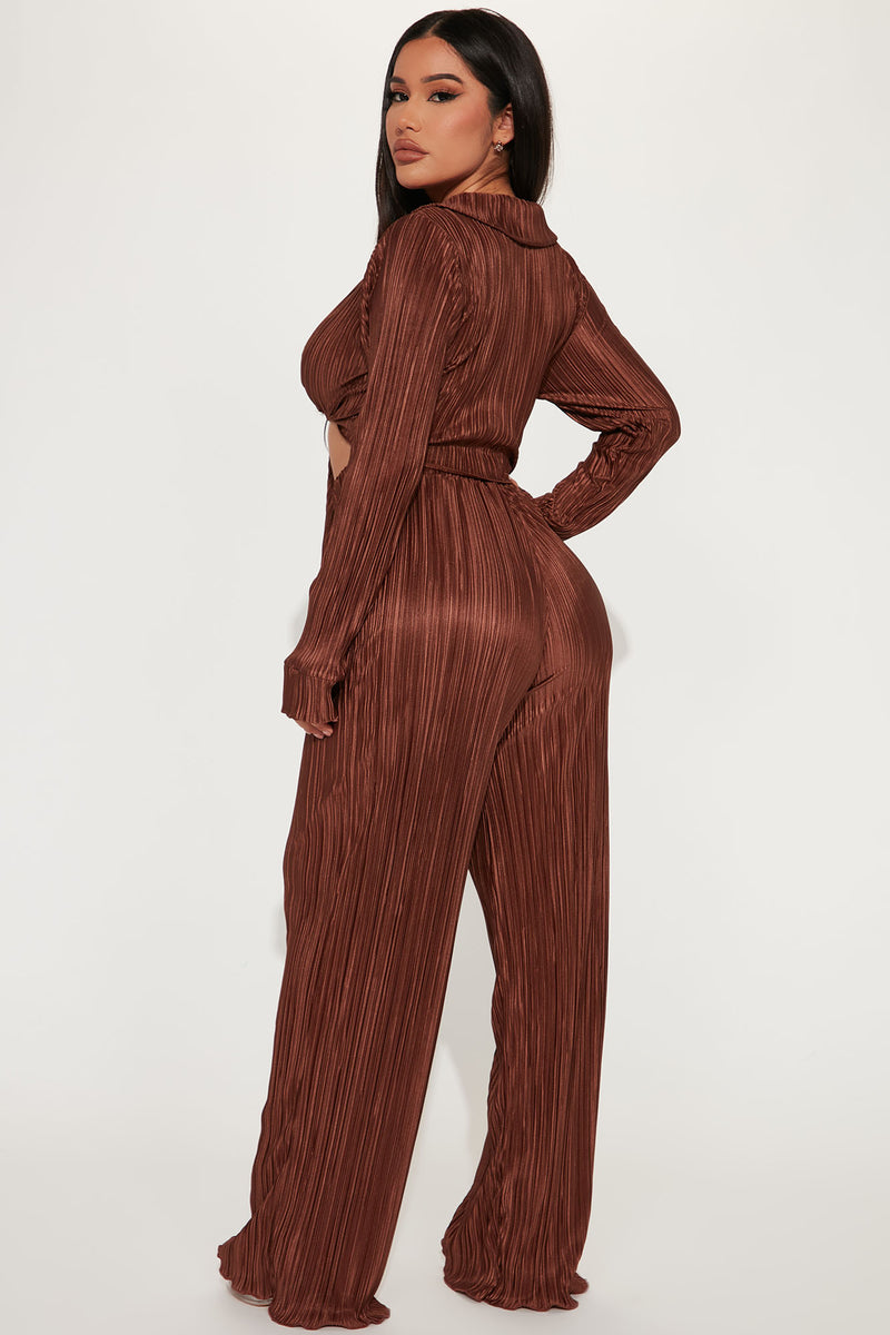 Jenny Plisse Pant Set - Brown | Fashion Nova, Matching Sets | Fashion Nova