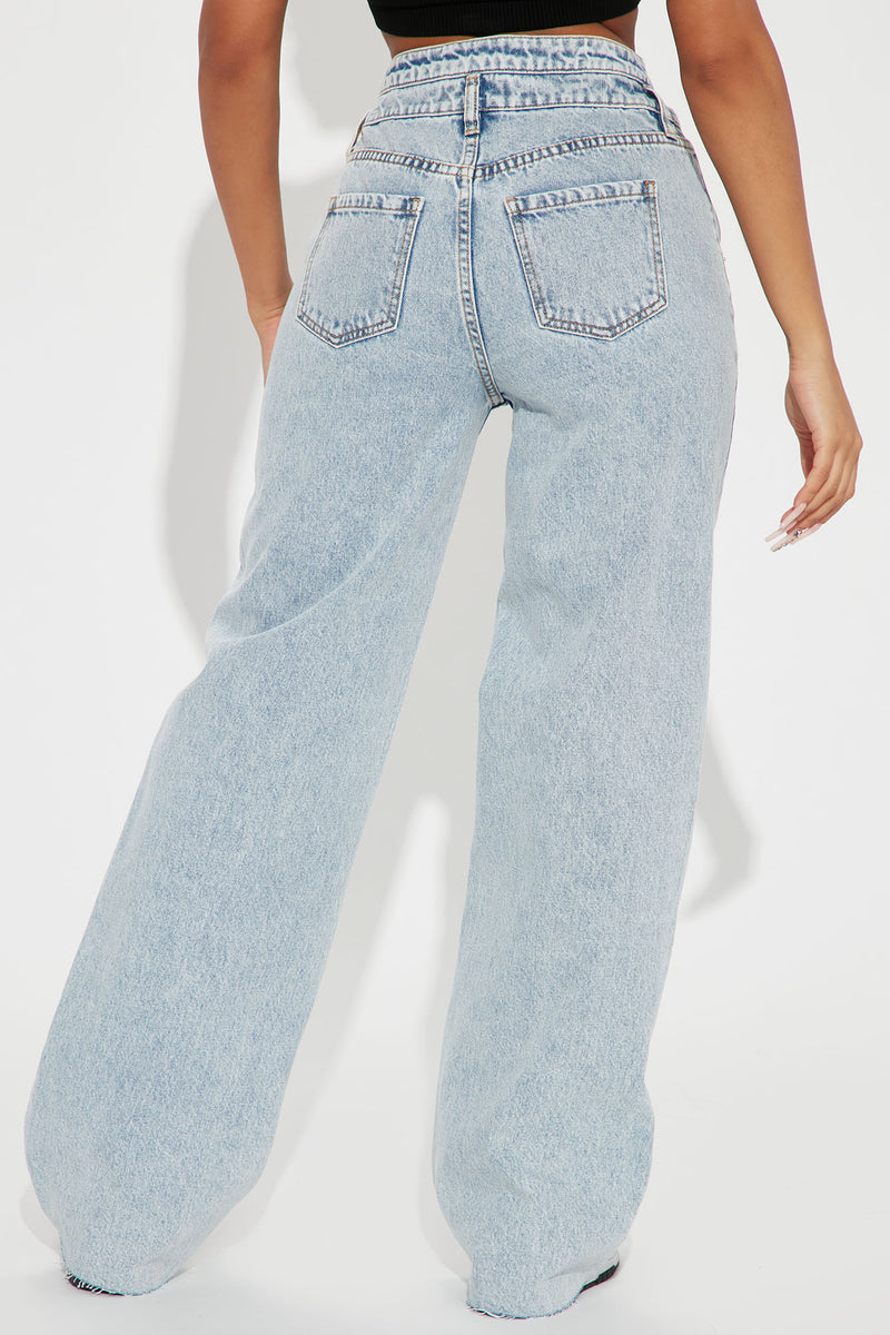 Keep Looking Waistband Straight Leg Jean - Light Blue Wash | Fashion ...