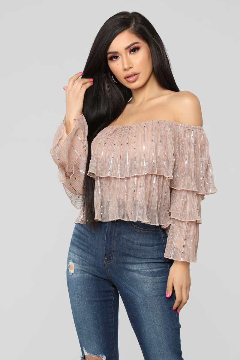 Lots Of Ruffles Long Sleeve Top - Rose Gold | Fashion Nova, Knit Tops ...