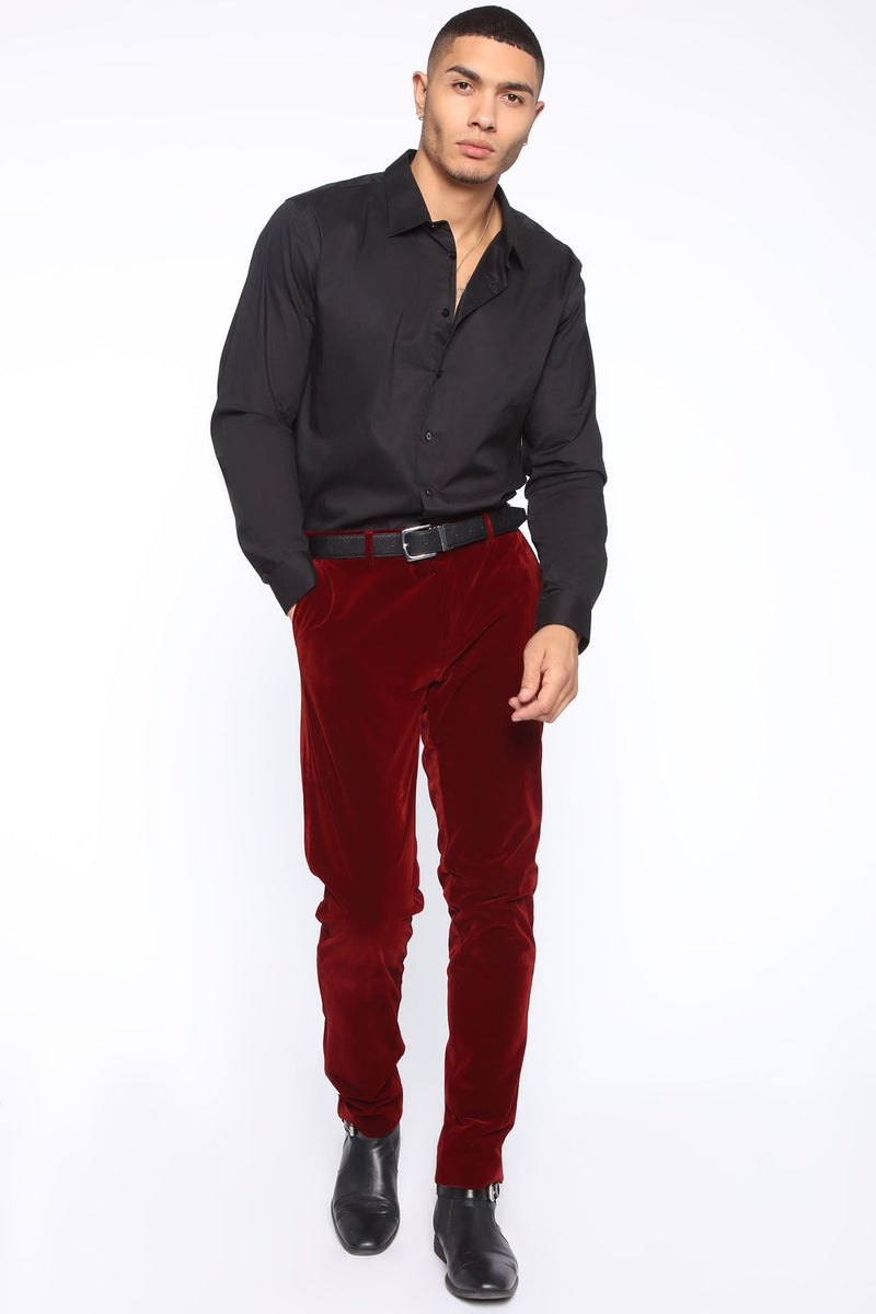 Focus Velvet Trouser Pant - Burgundy | Fashion Nova, Mens Pants ...