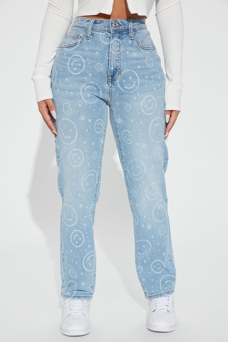Happy Face High Rise Mom Jeans - Medium Blue Wash | Fashion Nova, Jeans ...