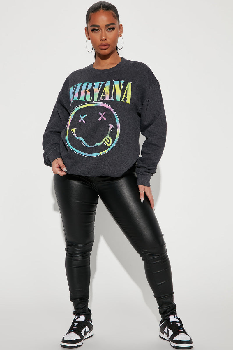Nirvana Washed Crew Neck Sweatshirt - Black Wash | Fashion Nova, Screens Tops and Bottoms ...