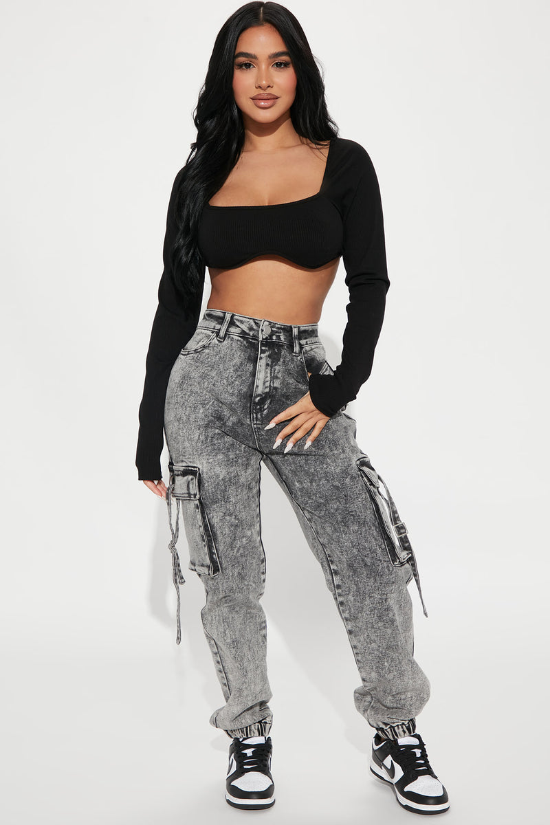 Brielle Crop Top Black Fashion Nova Knit Tops Fashion Nova