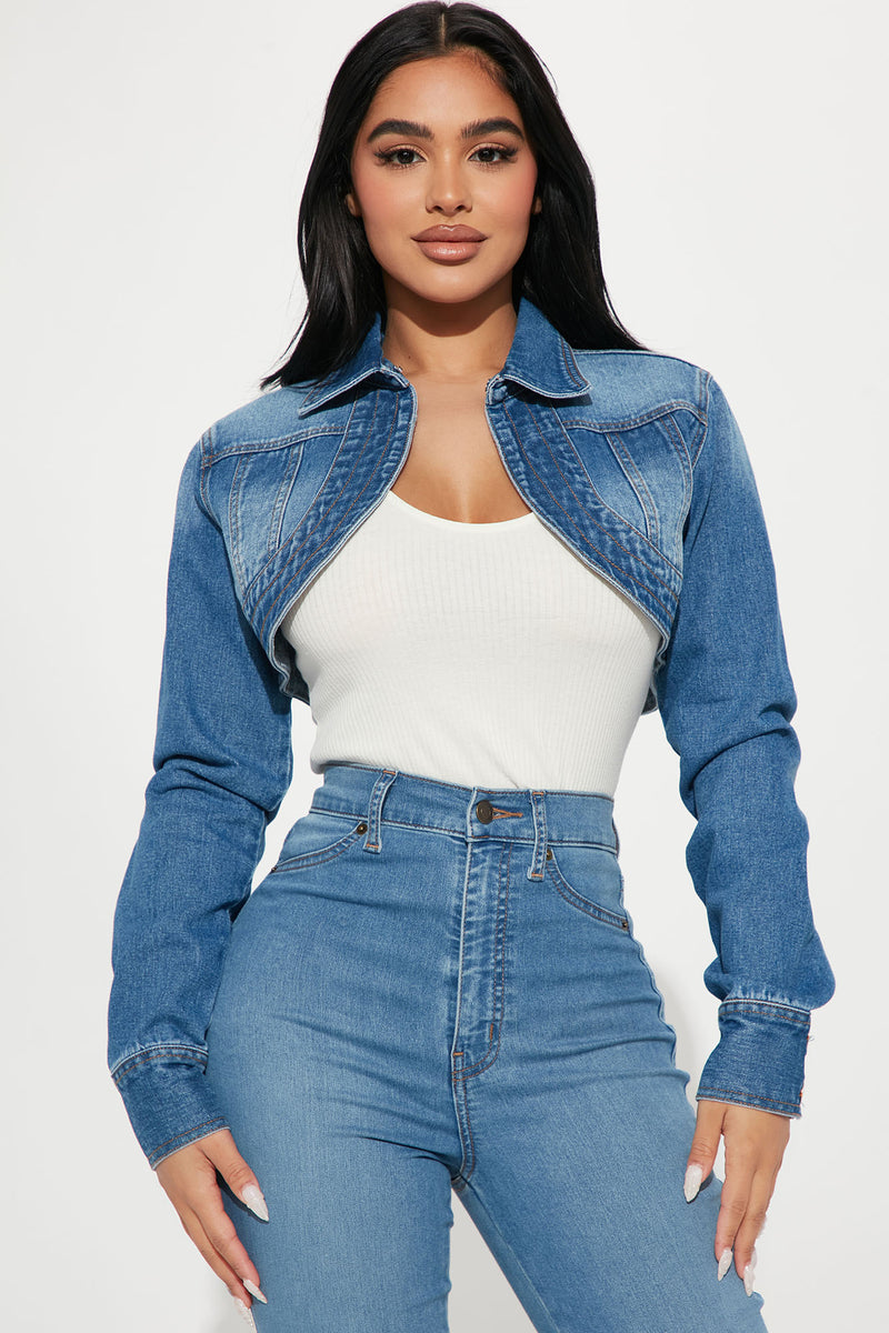 Bold Move Y2K Denim Bolero Jacket - Medium Blue Wash | Fashion Nova ...