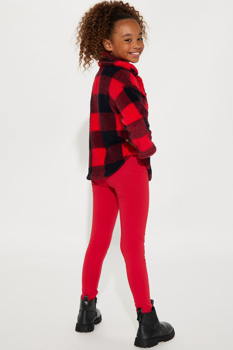 Mini Check You Out Sherpa Shacket - Red/Black | Fashion Nova, Kids ...