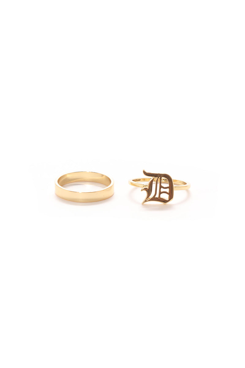 Make It Personal 14K Gold Plated 'D' Initial Ring Set - Gold | Fashion ...