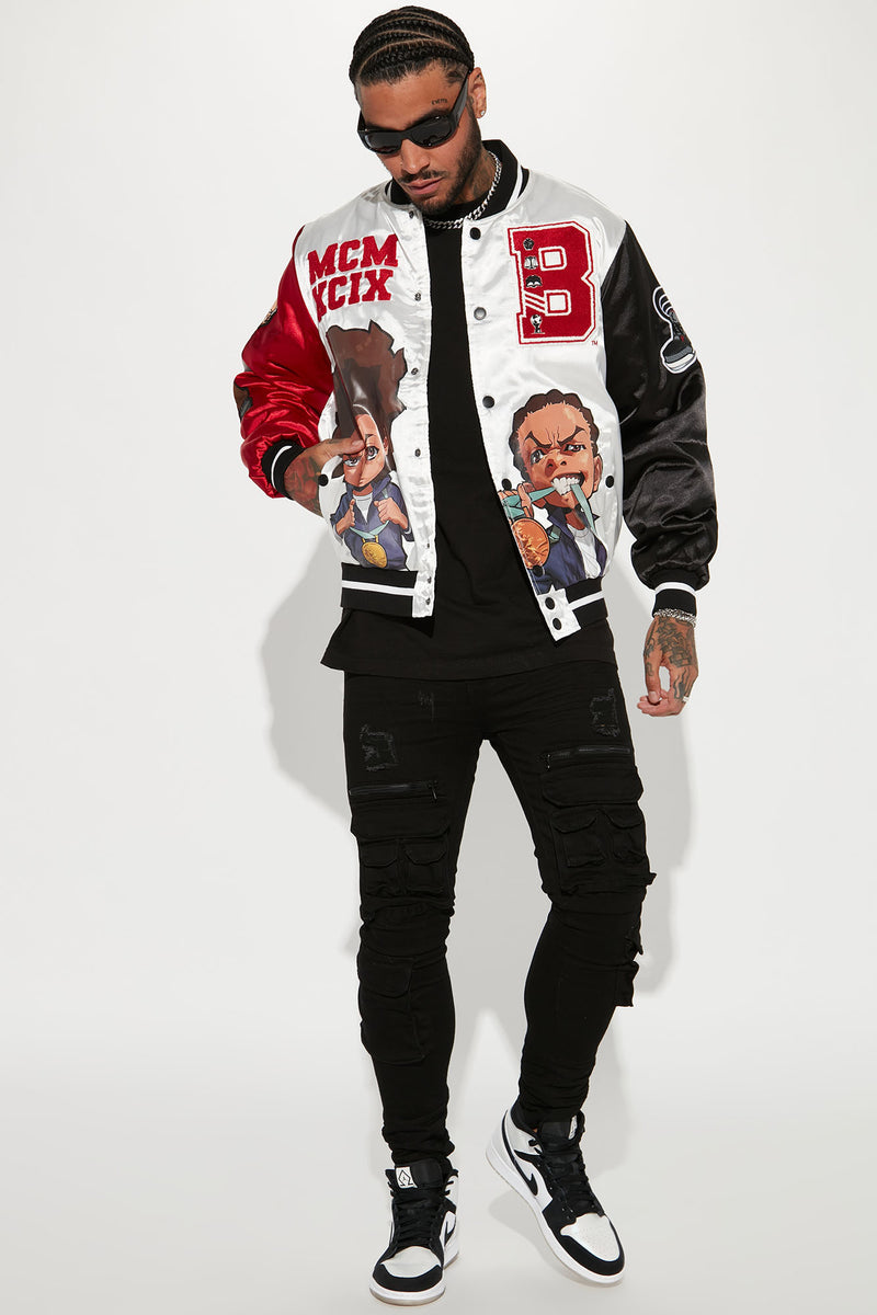 Boondocks Bomber Jacket - White/combo | Fashion Nova, Mens Jackets ...