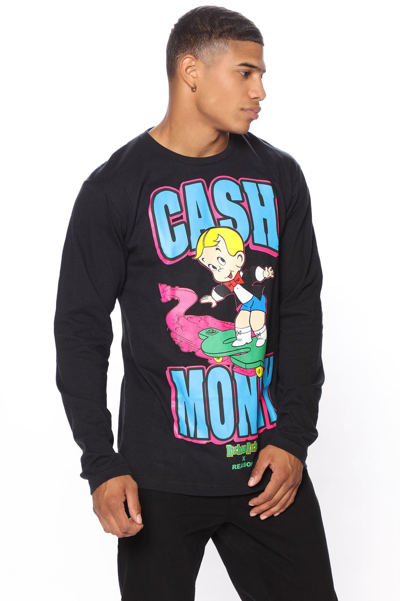 Richie Rich Gettin Long Sleeve Tee - Black | Fashion Nova, Mens Graphic ...