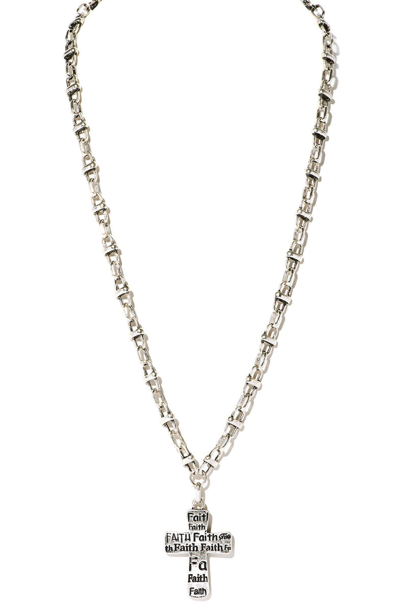 Stay Holy Cross Pendant Chain Necklace - Silver | Fashion Nova, Mens ...