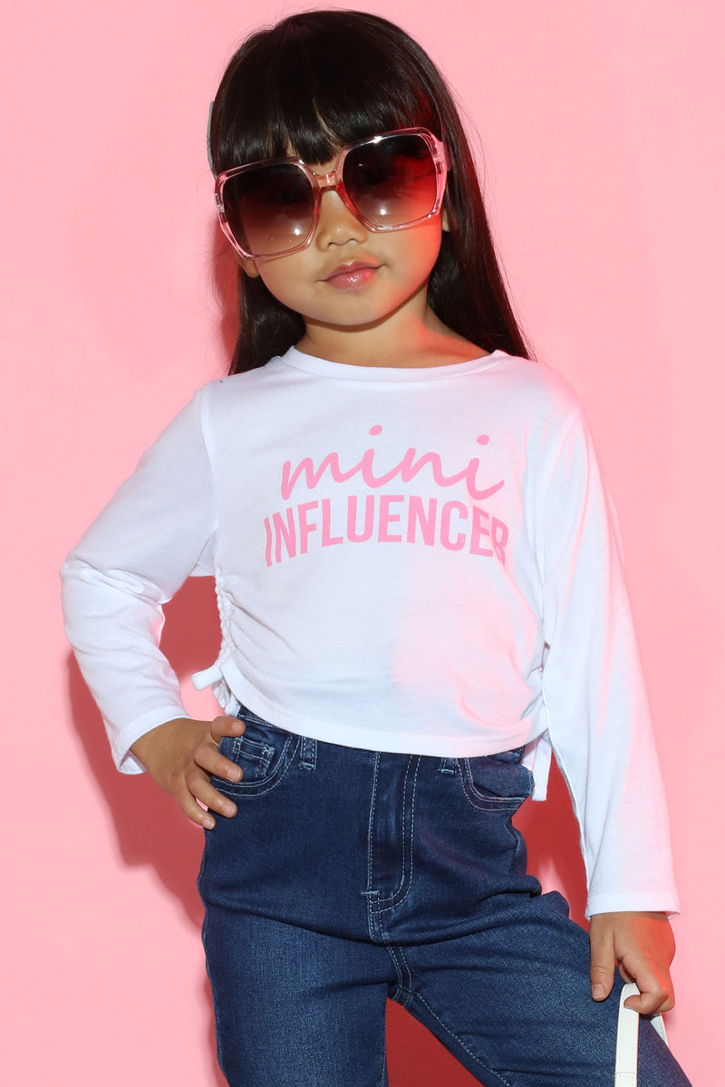 Mini Influencer Long Sleeve Top - White | Fashion Nova, Kids Tops & T ...