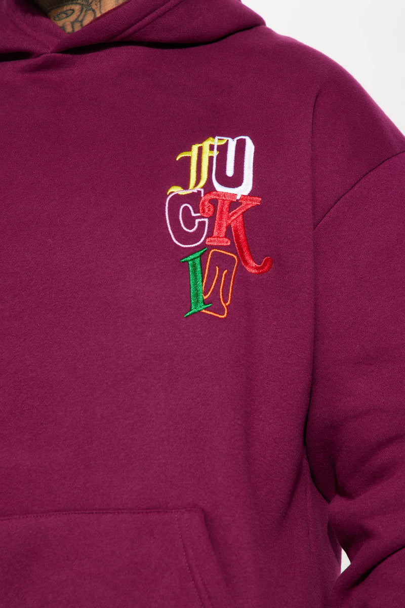 Eff It Embroidered Hoodie - Burgundy | Fashion Nova, Mens Fleece Tops ...