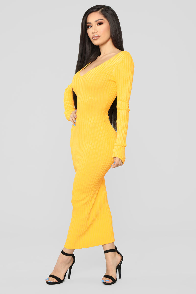 Kallan Knit Dress Yellow Fashion Nova Dresses Fashion Nova