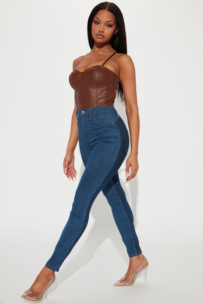Taryn Two Toned Skinny Jeans - Medium Wash | Fashion Nova, Jeans | Fashion Nova