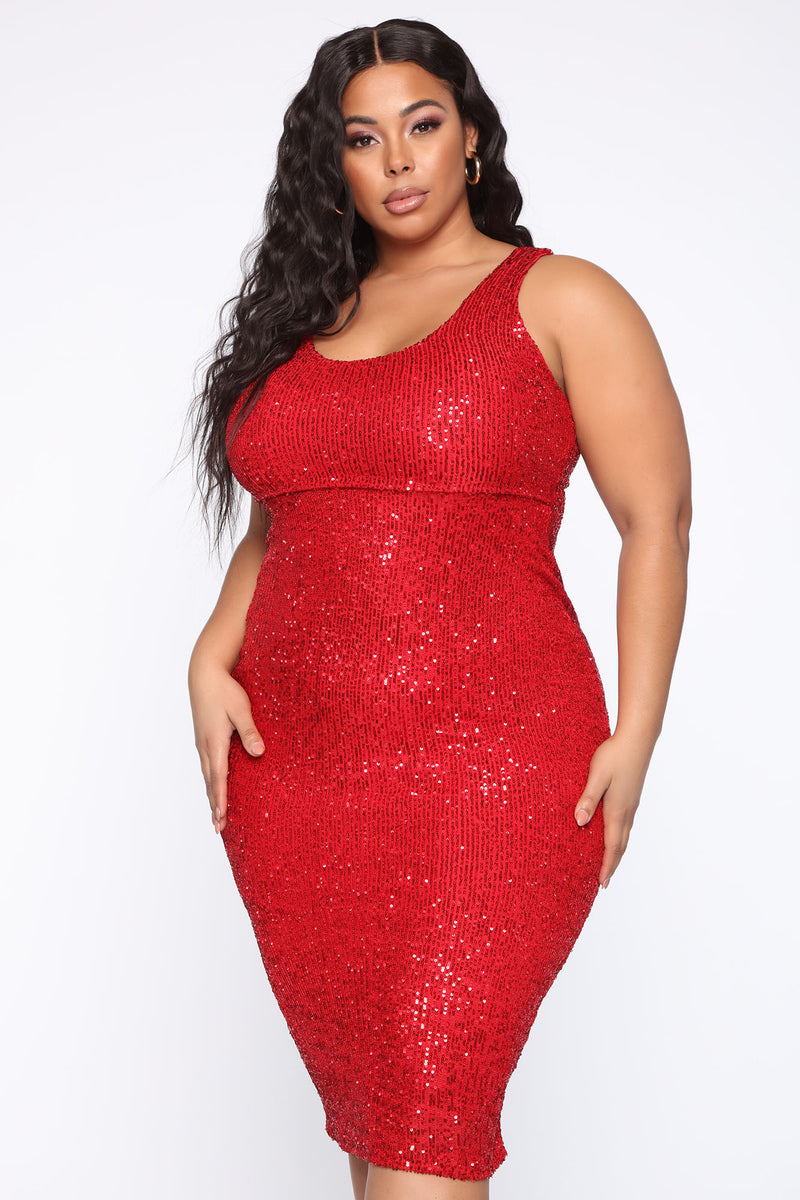 Lost For Sparkle Midi Dress - Red | Fashion Nova, Dresses | Fashion Nova
