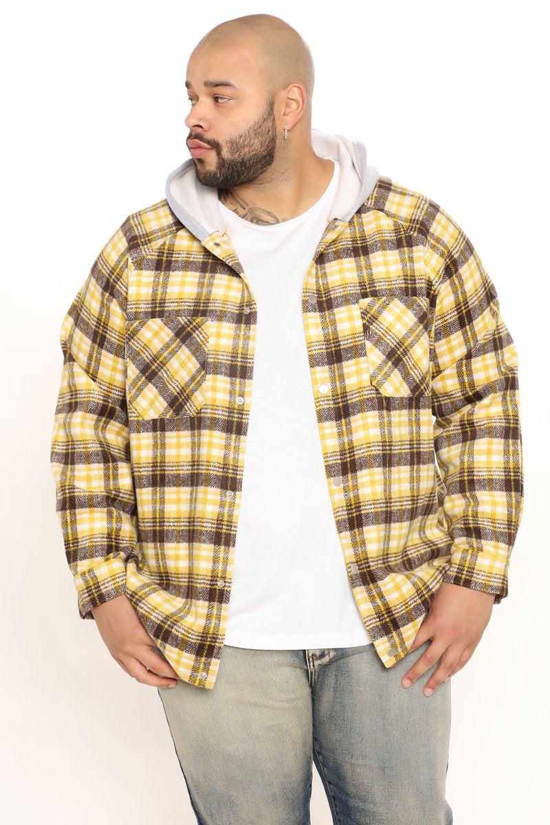 All Over Plaid Shacket - Yellow/combo | Fashion Nova, Mens Jackets ...