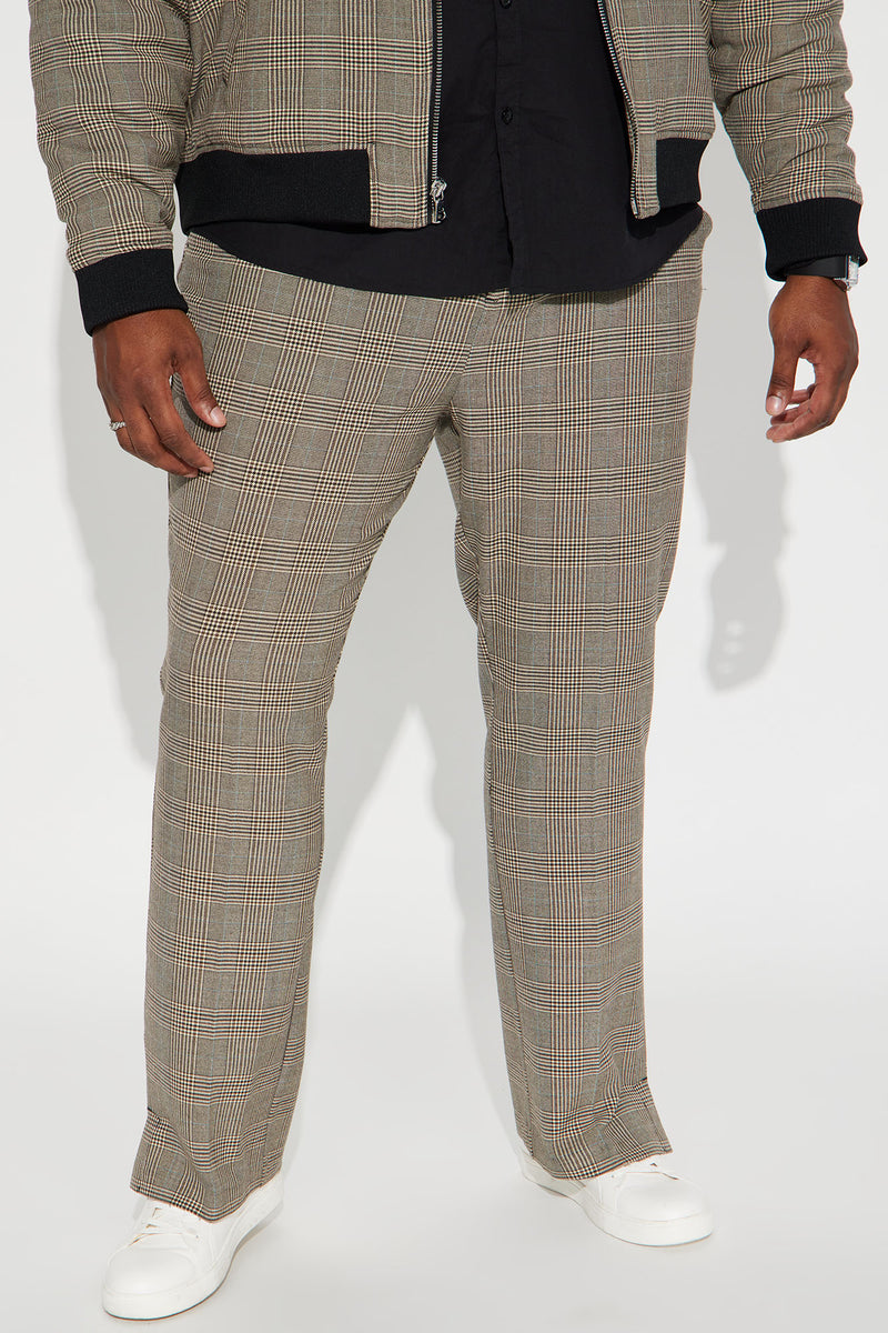 Anderson Plaid Slit Trousers - Camel/combo | Fashion Nova, Mens Pants ...