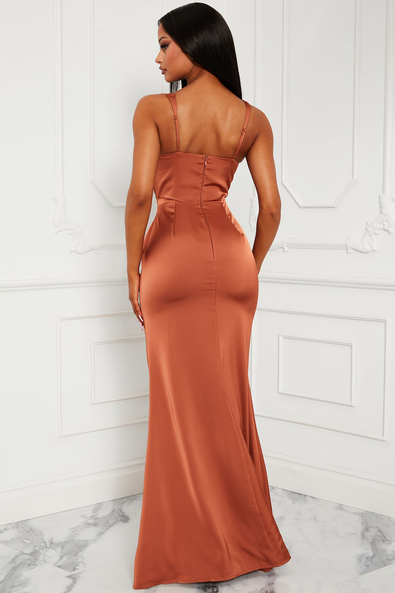 Lucie Satin Maxi Dress - Rust | Fashion Nova, Dresses | Fashion Nova