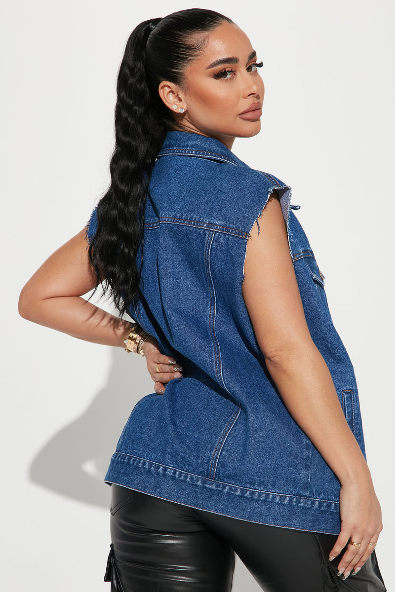 Basic Boyfriend Denim Trucker Vest - Dark Wash | Fashion Nova, Jackets ...