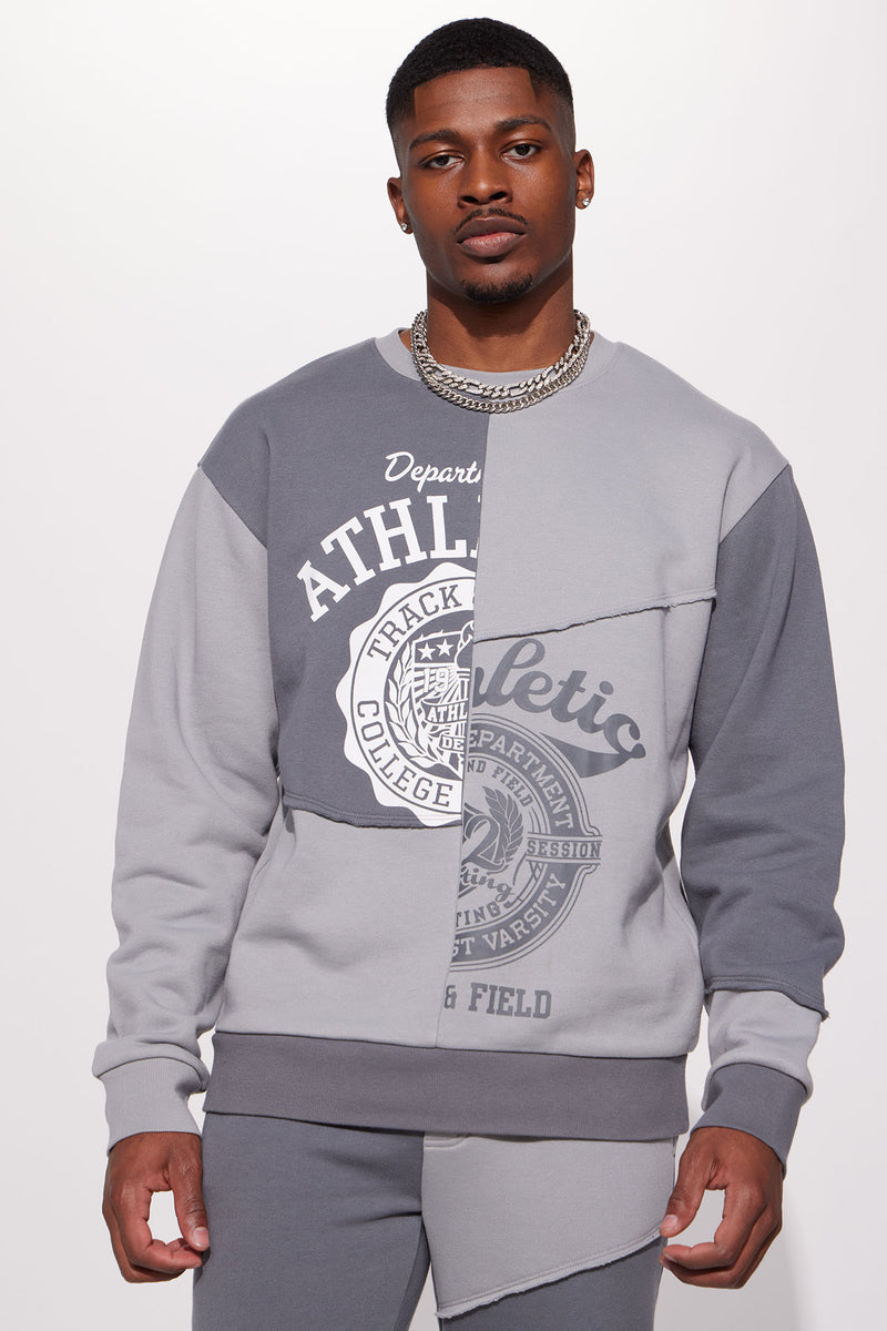 Spliced Track Star Sweatshirt - Grey | Fashion Nova, Mens Fleece Tops ...