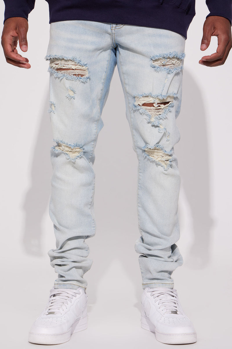 Down Hill Stacked Skinny Jeans - Light Blue Wash | Fashion Nova, Mens ...