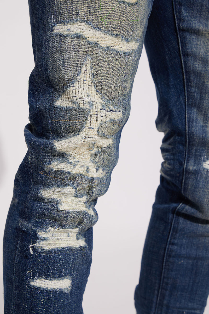 Built Ripped Stacked Skinny Jeans - Vintage Blue Wash | Fashion Nova ...